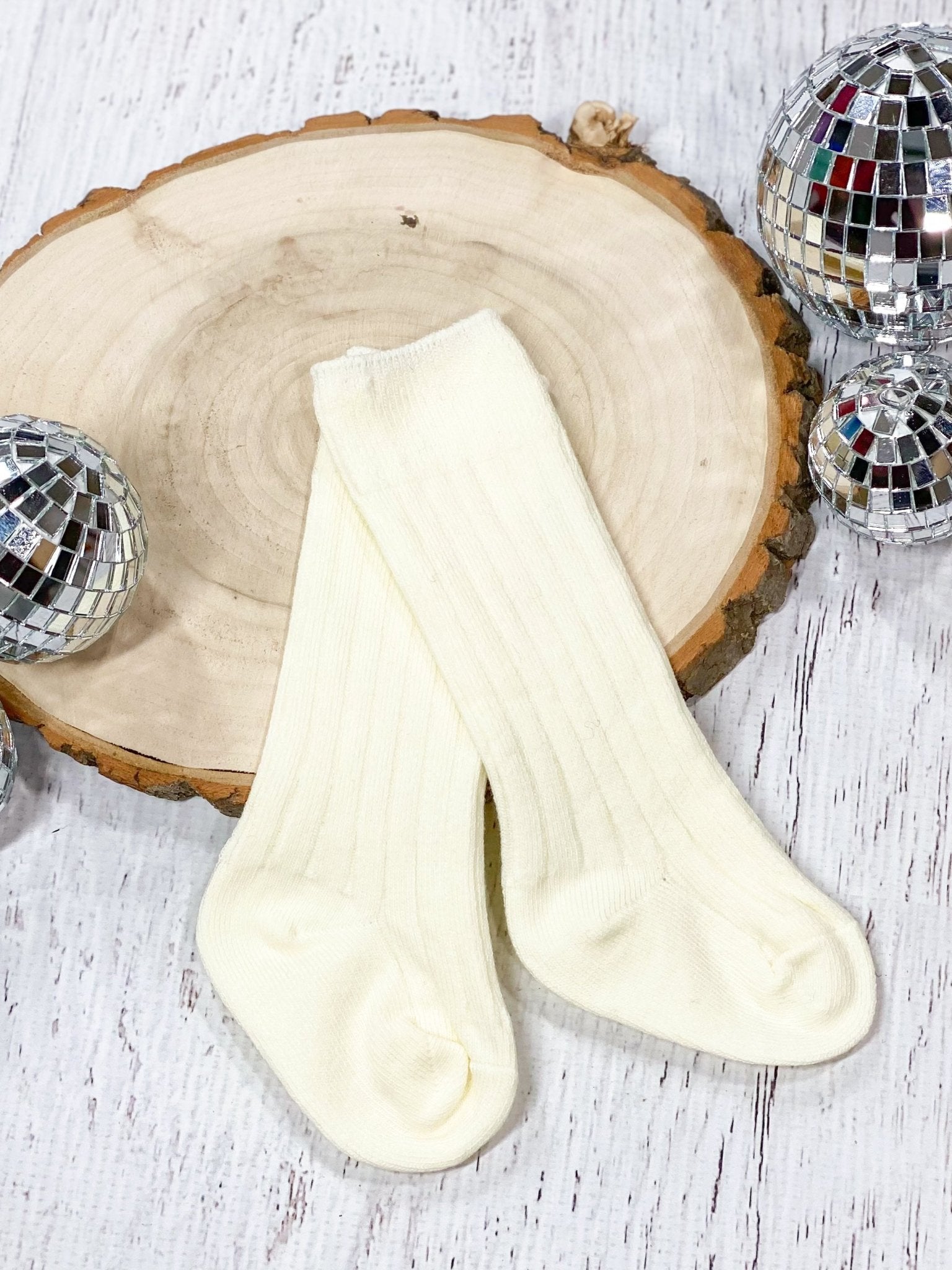 Ivory Ribbed Straight Edge Socks | Girls Kids Socks – The Hair Bow Company